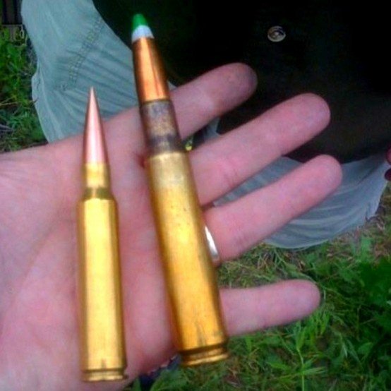 CheyTac 408 Round On Left Roufoss Mk 211 50 Cal Round On The Right CheyTac 408 Round On Left Roufoss Mk 211 50 Cal Round On The Right