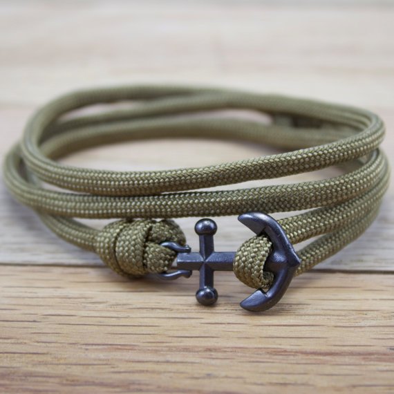 Anchor Paracord Nautical Bracelet in Khaki by DesignedTurning | Gentlemint