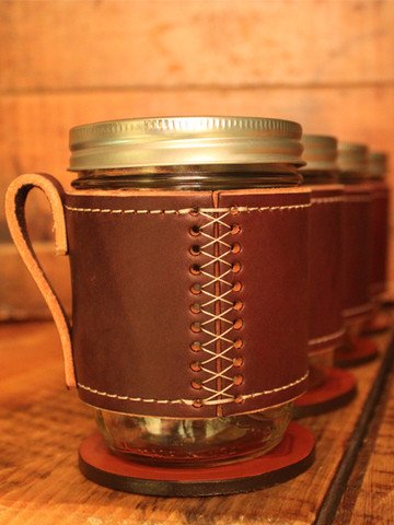 Holdster USA: Leather Canning Jar Travel Mugs | Holdster | Gentlemint