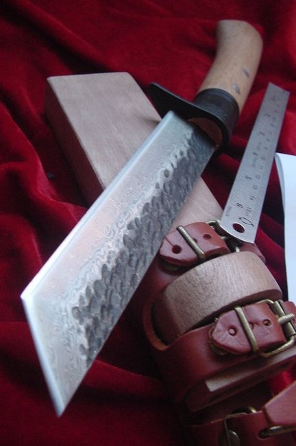 Handmade Forged Compound Steel Tanto Blade Knife w/Wood Sheath | Gentlemint
